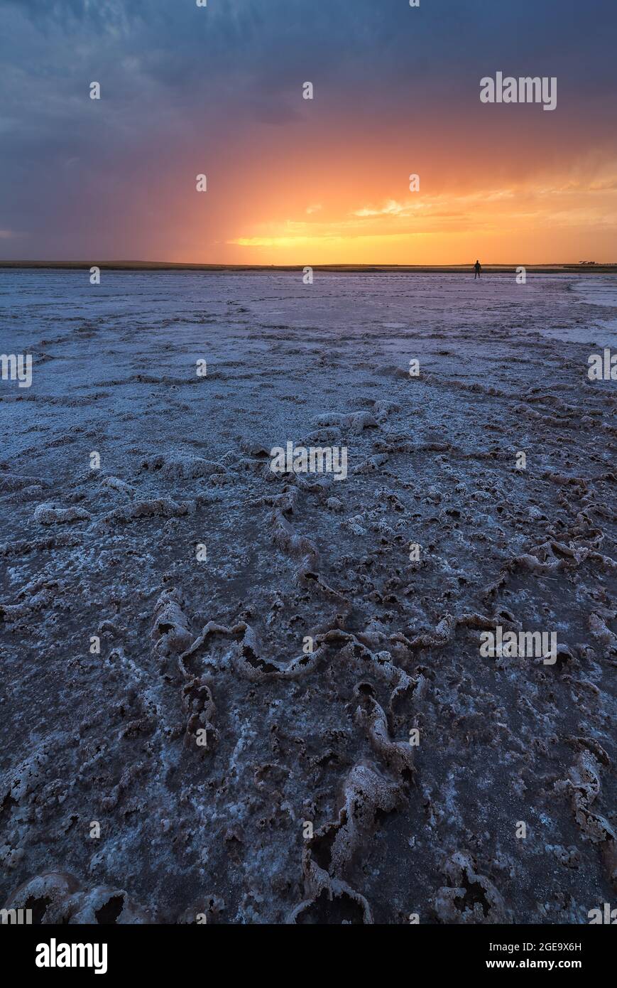 Spectacular landscape of solid ground of salty lagoon in Toledo under ...