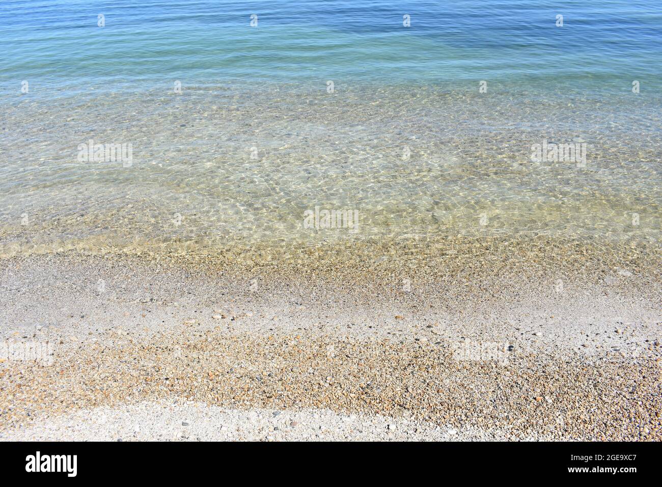 Sandy beach and calm sea with pure clean water Stock Photo - Alamy