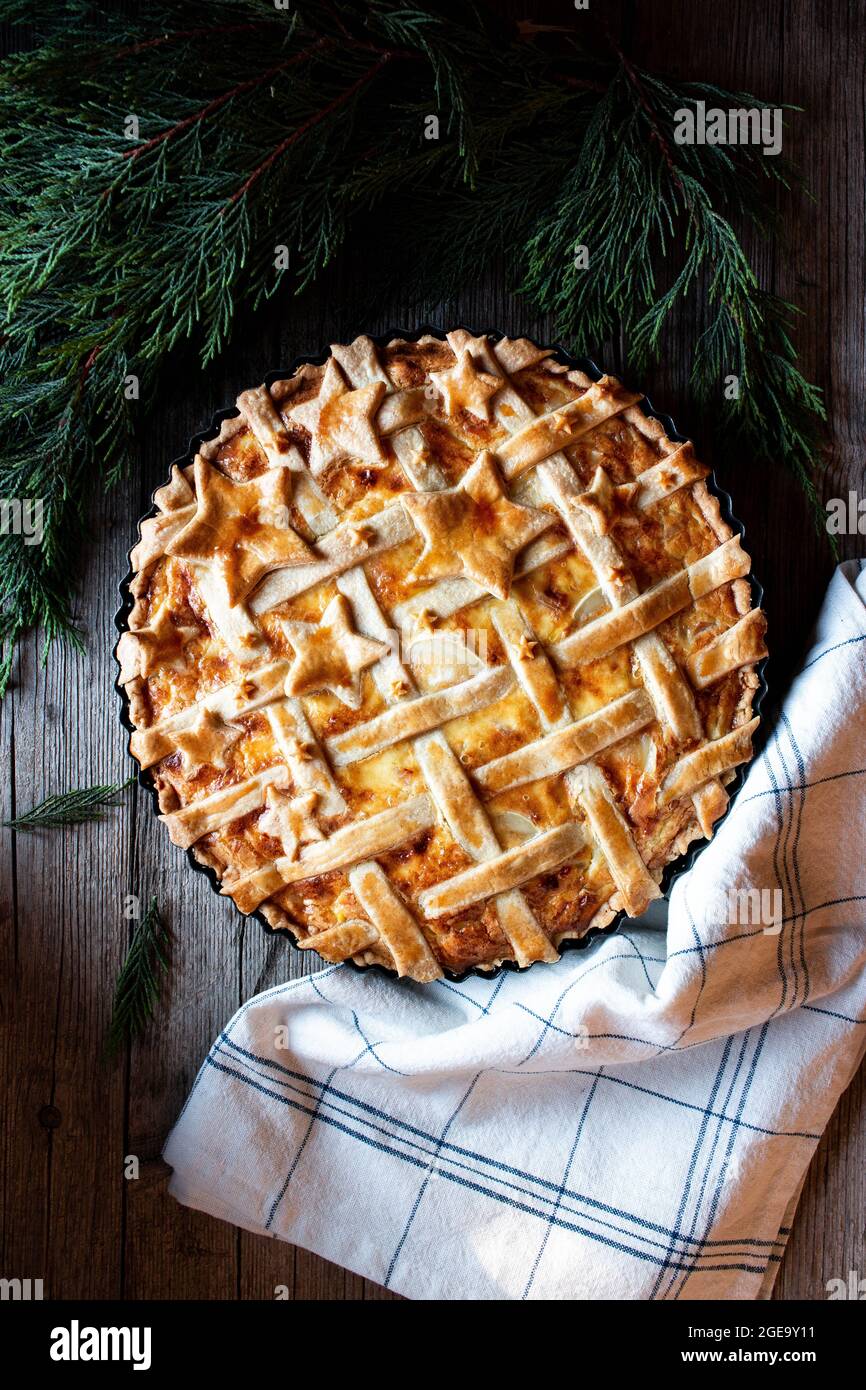 From above delicious open Quiche stars pie stuffed decorated stars from ...