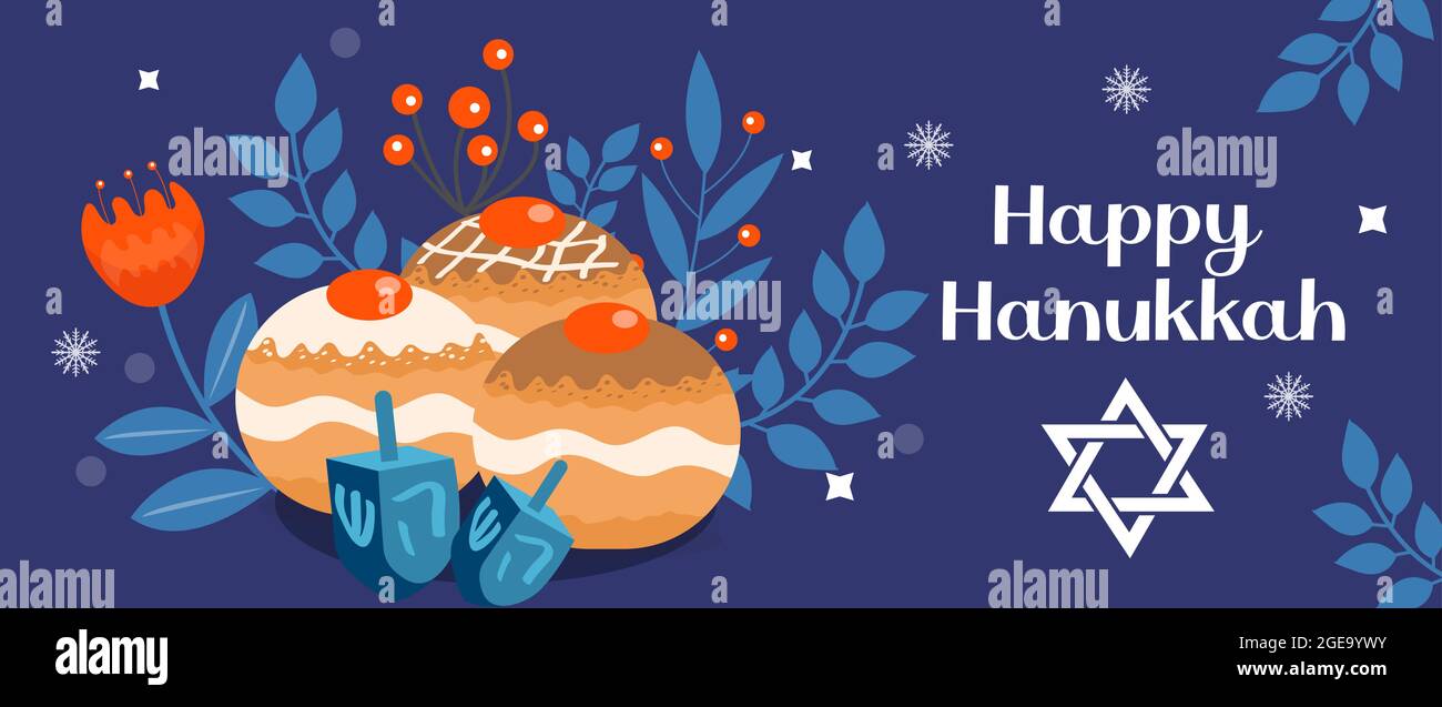 Happy Hanukkah banner, template for your design. Hanukkah is a Jewish ...
