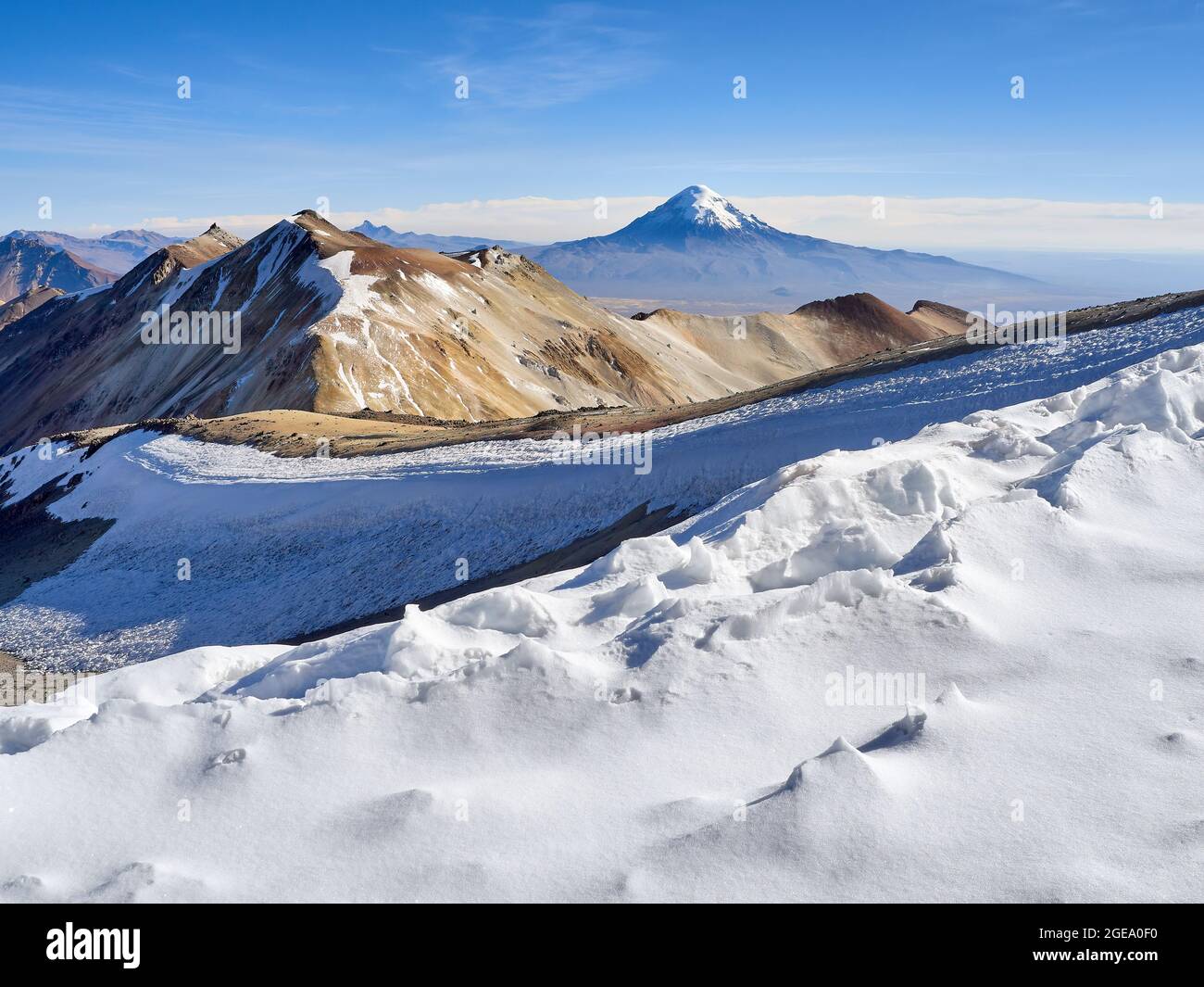View across the mountains of Sajama National Park from the slopes of ...