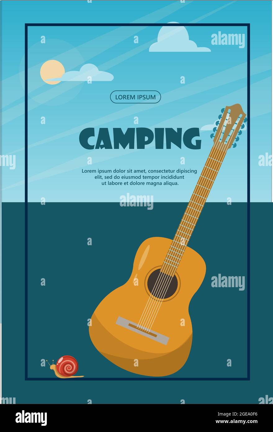 Camping adventure time vector illustration Banner with flat equipment ...