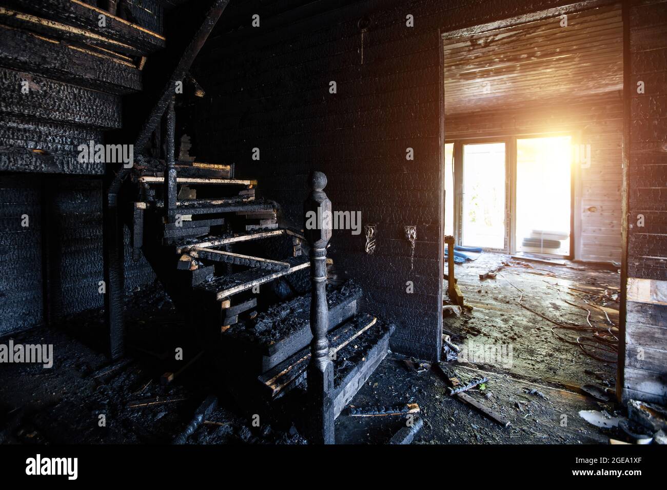 Charred wooden walls house hi-res stock photography and images - Alamy