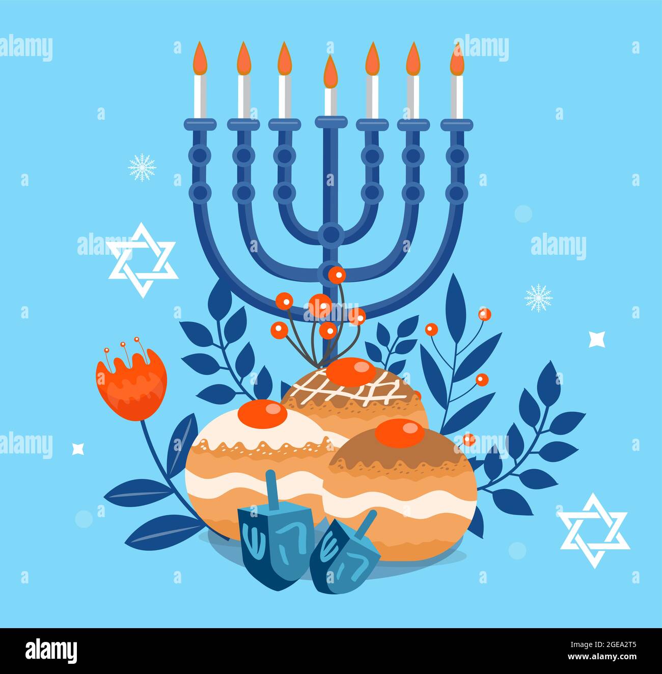 Happy Hanukkah template for your design. Greeting Card with Menorah ...