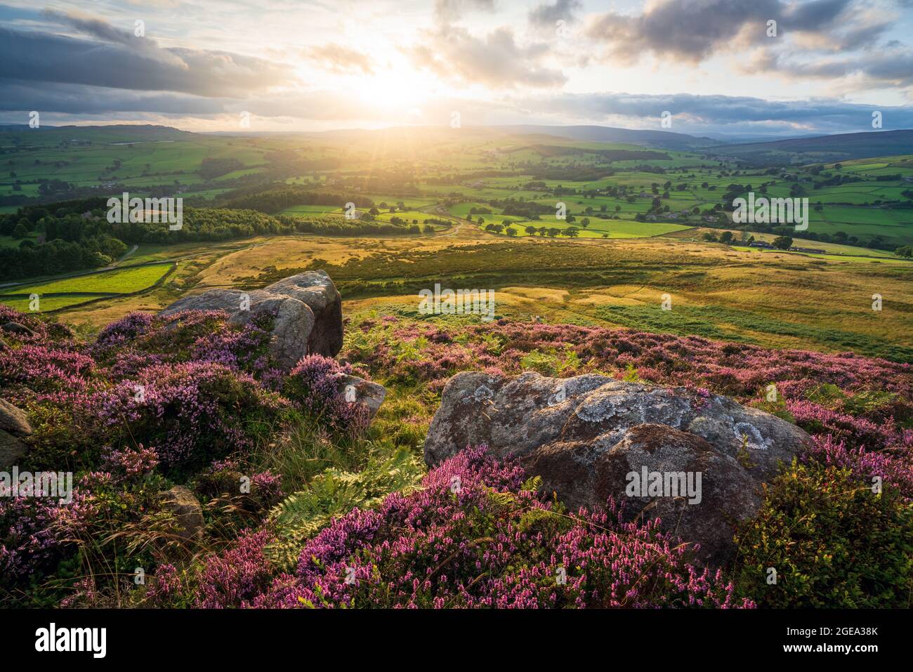 The stunning view from Beamsley Beacon up Lower Wharfedale is backlit ...