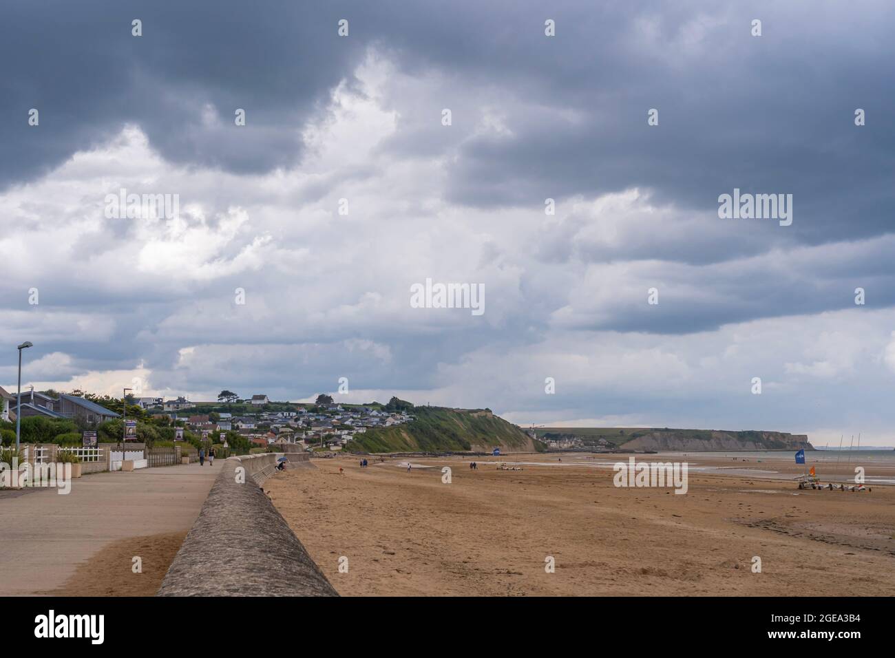 Asnelles-Sur-Mer, France - 08 03 2021: View of the sea and pontoons ...