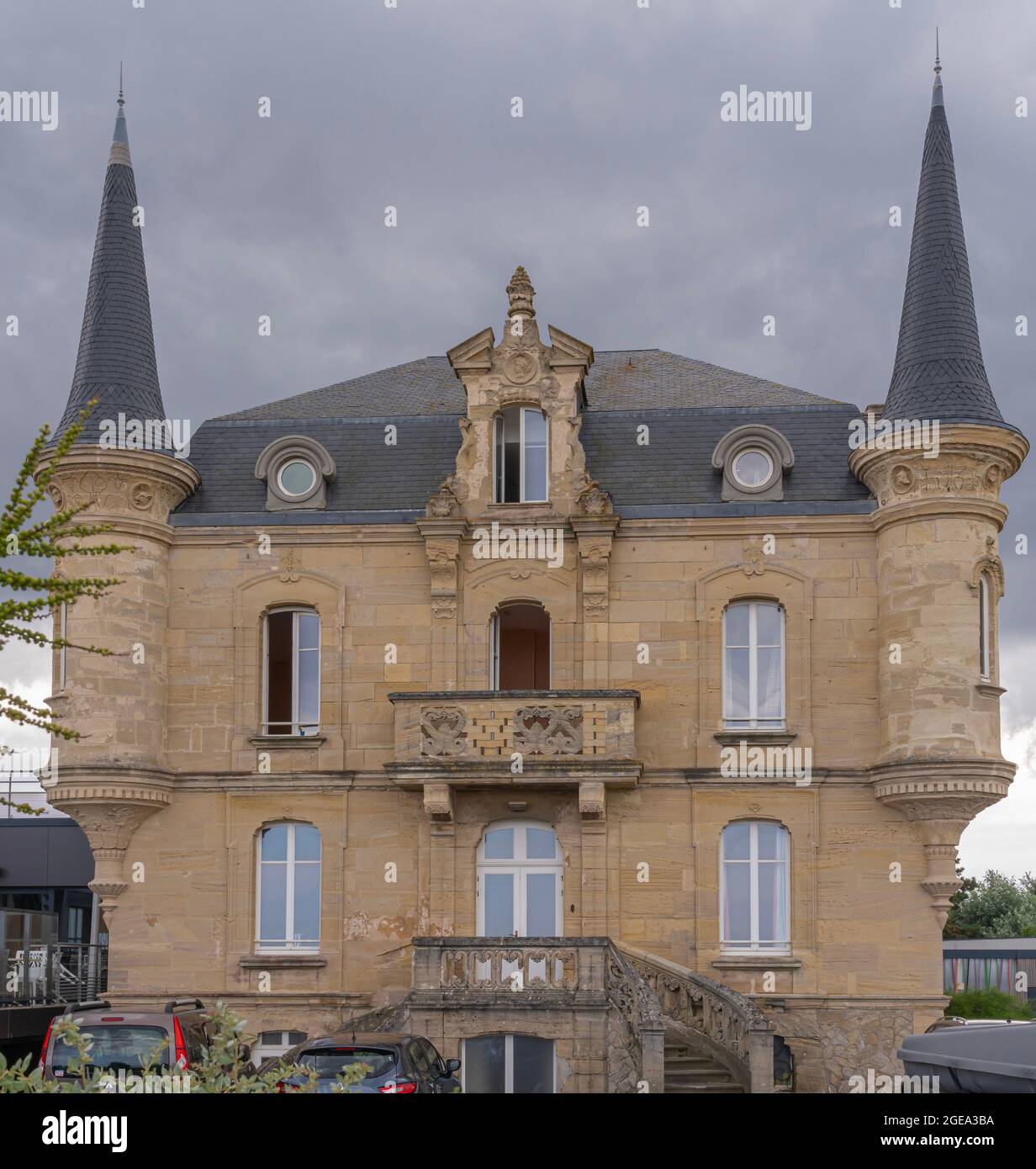 Asnelles-Sur-Mer, France - 08 03 2021: A typical house with turrets ...