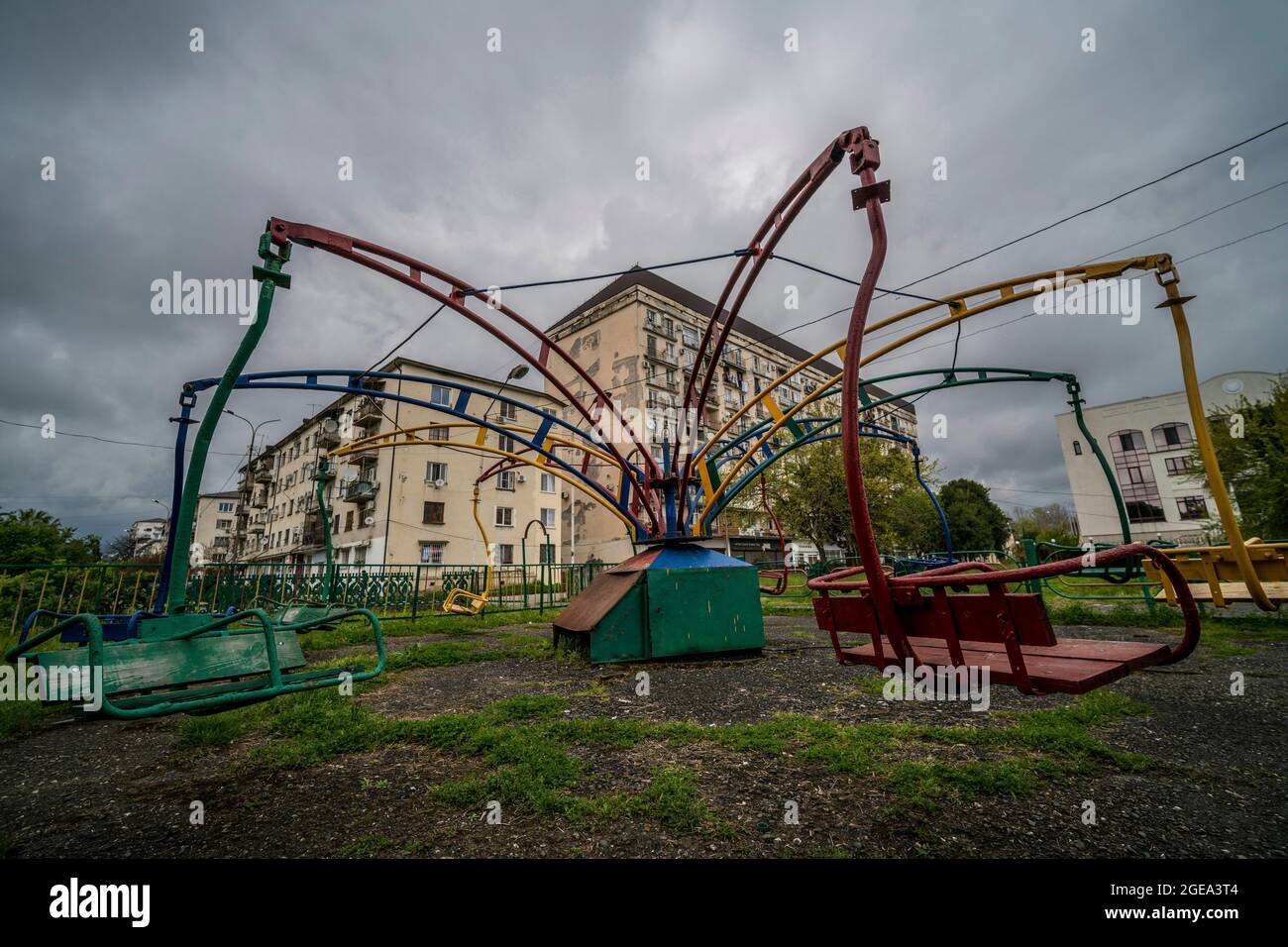 A former Soviet playground sits quietly abandoned in the contested ...
