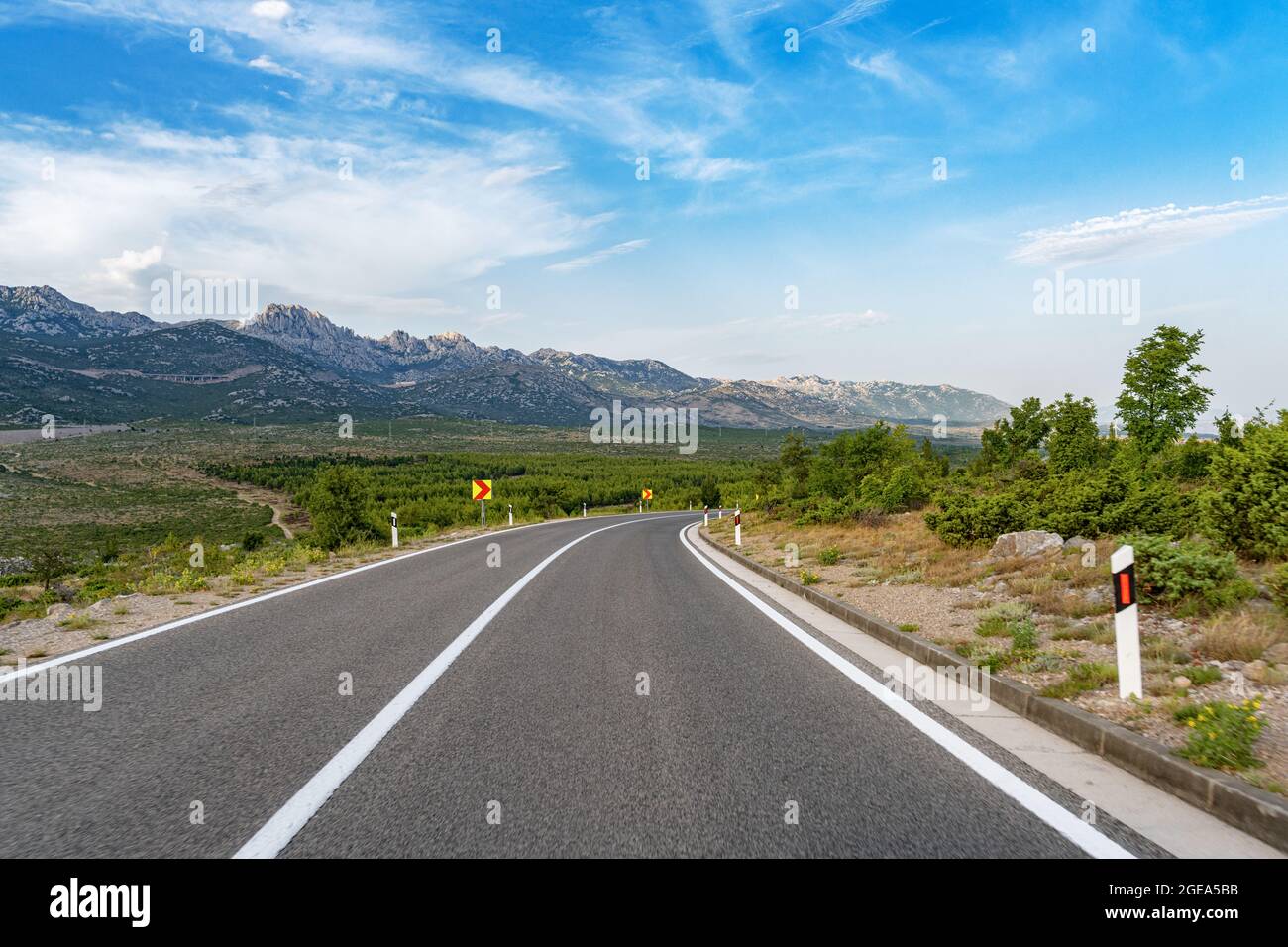 Scenic road. Road is surrounded by a magnificent natural landscape ...
