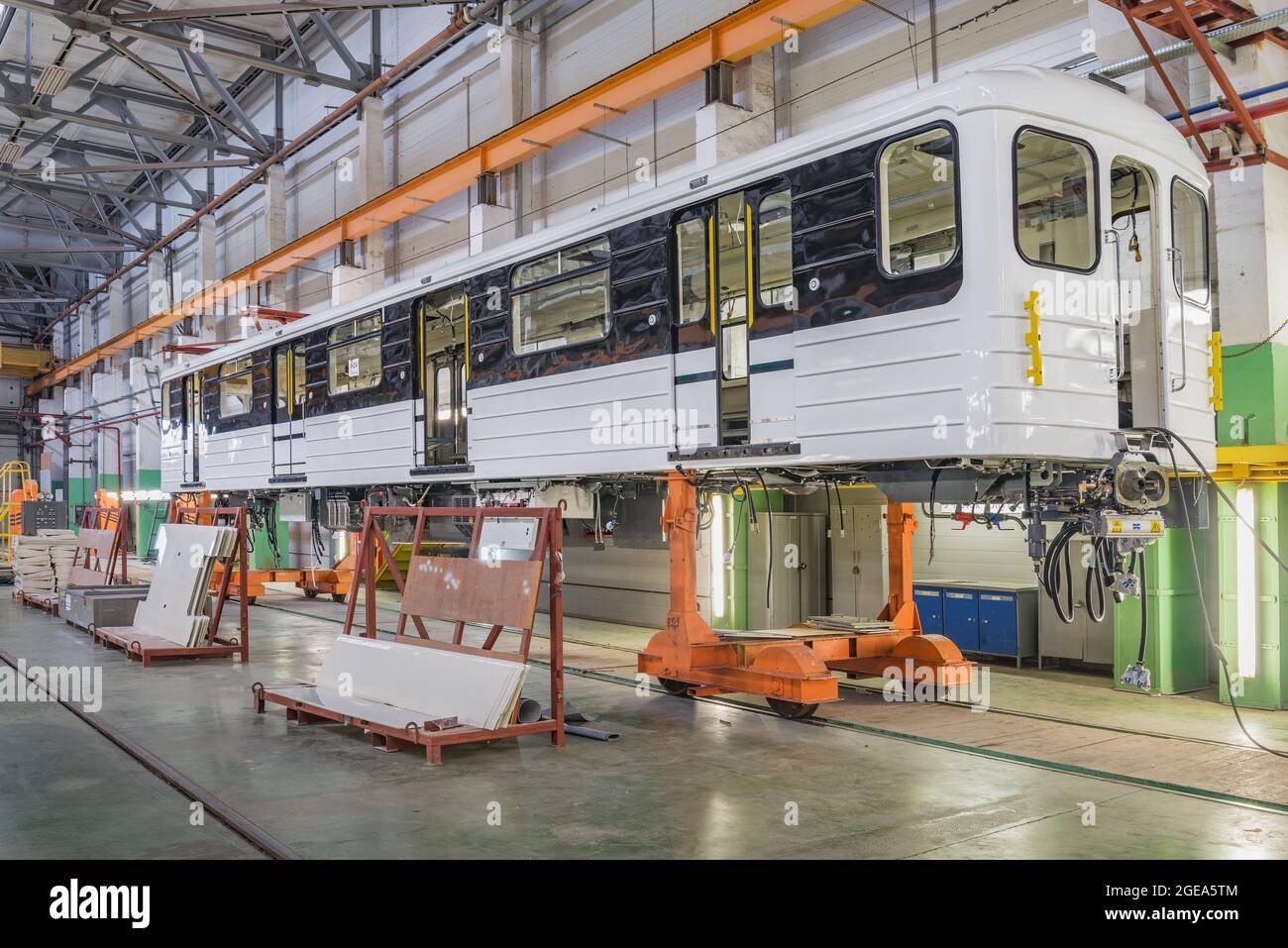 Mytishchi, Russia - February 21, 2017: Rail car assembly plant for the ...