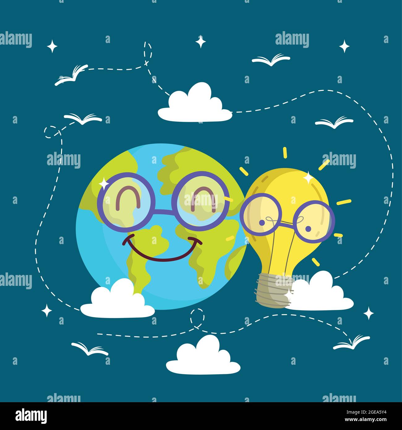 cartoon world and bulb Stock Vector Image & Art - Alamy