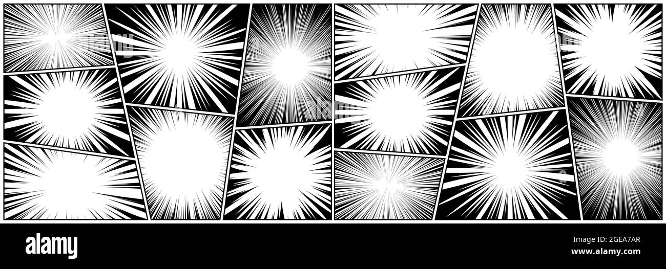 Comic book radial lines collection. Comics background with motion ...