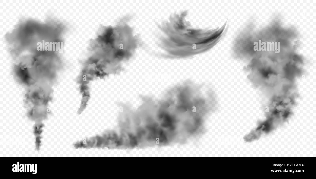 Realistic black smoke clouds. Stream of smoke from burning objects ...