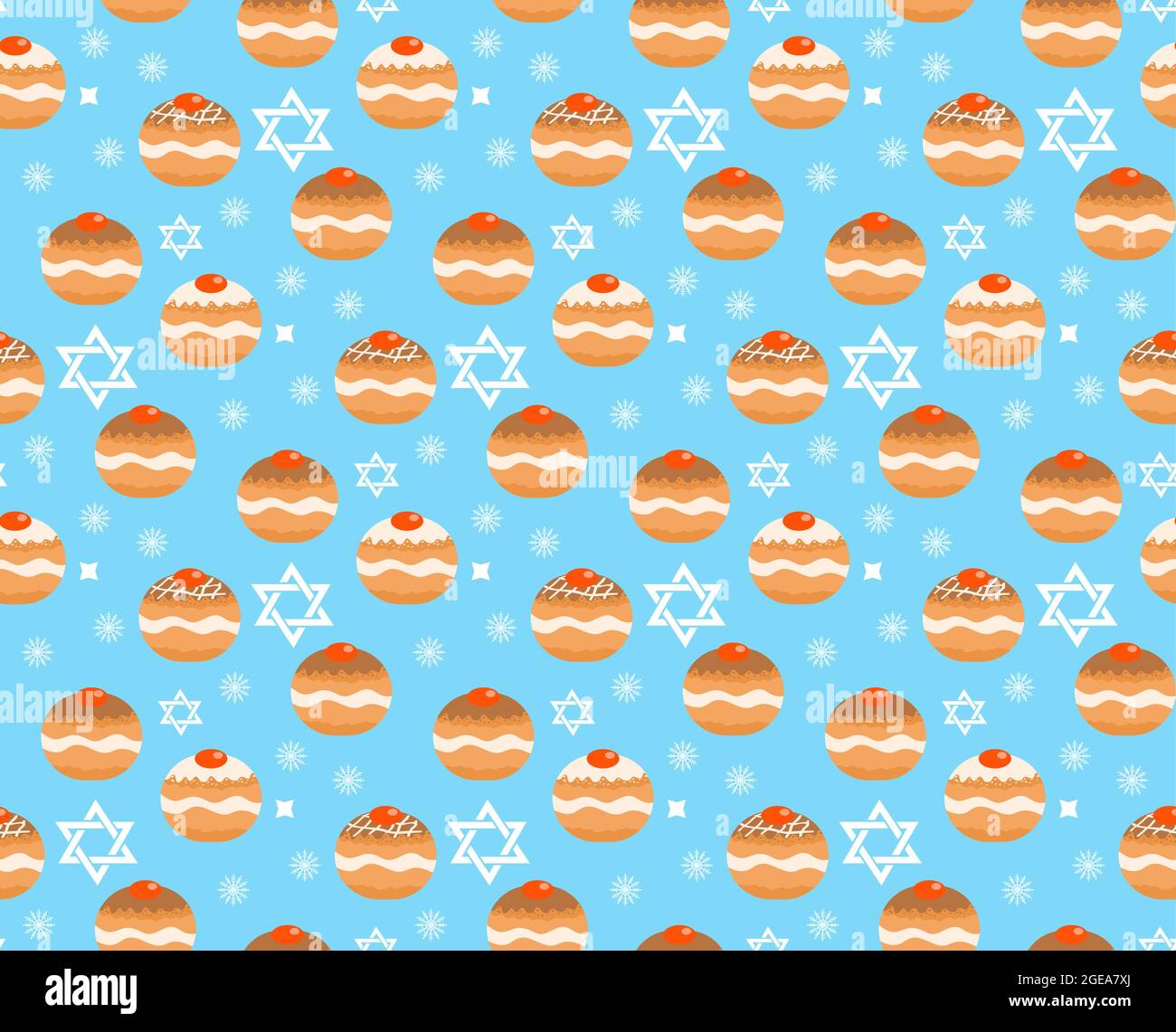 Sufganiyot seamless pattern. Jewish donut seamless texture, traditional ...