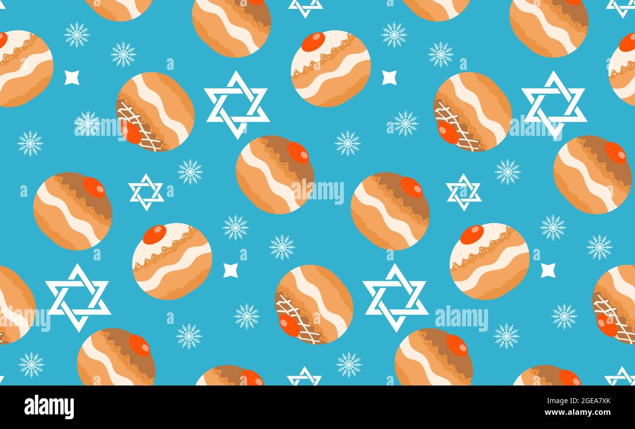 Sufganiyot seamless pattern. Jewish donut seamless texture, traditional ...