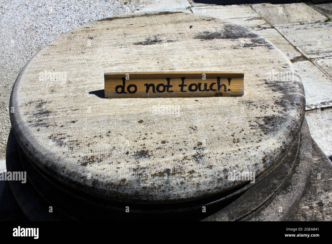 Greece, Athens, June 16 2020 - 'Do not touch' warning on the basis of ...