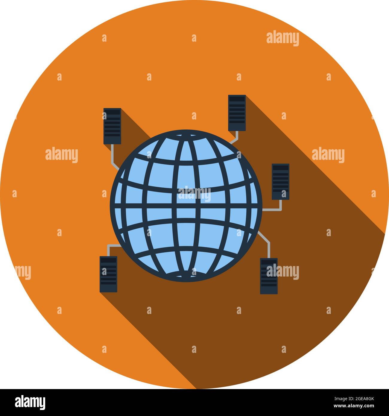 Big Data Icon. Flat Circle Stencil Design With Long Shadow. Vector ...