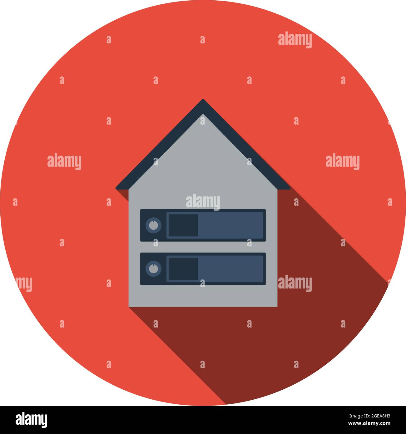 Datacenter Icon. Flat Circle Stencil Design With Long Shadow. Vector ...