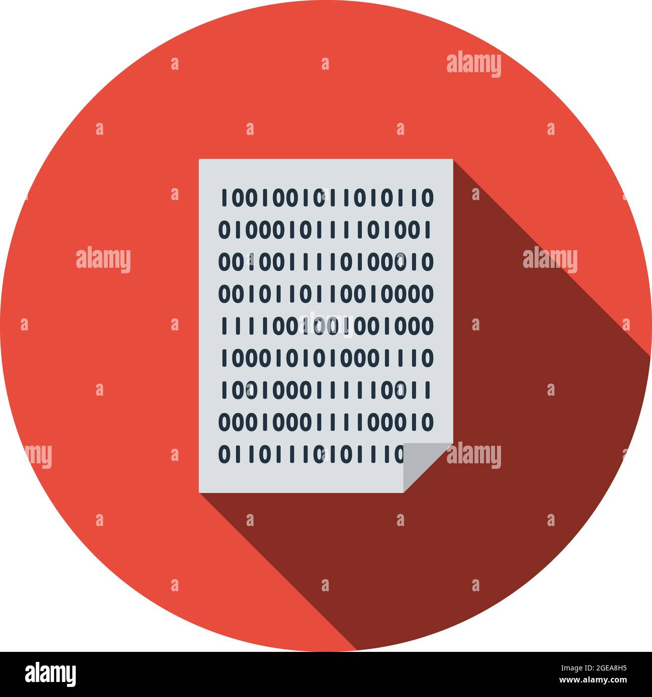 Sheet With Binary Code Icon. Flat Circle Stencil Design With Long ...