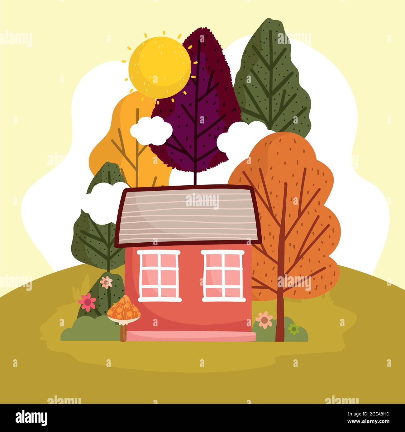 forest and house cartoon Stock Vector Image & Art - Alamy