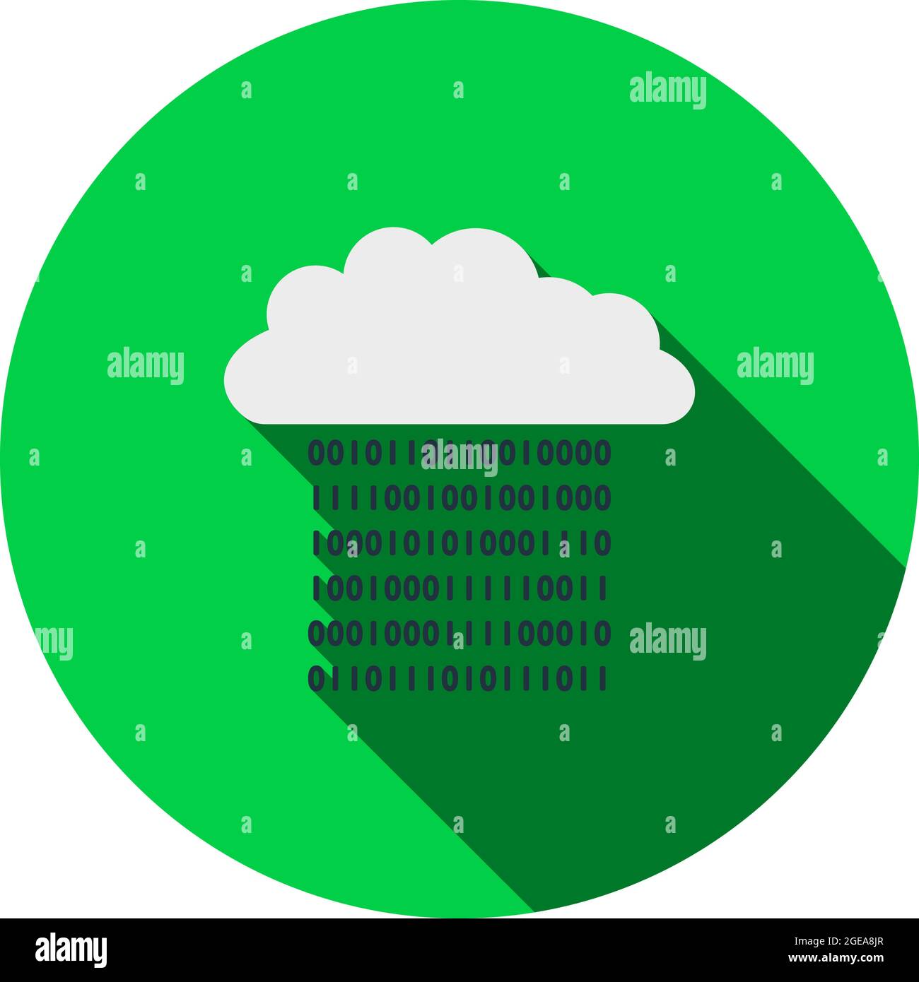 Cloud Data Stream Icon. Flat Circle Stencil Design With Long Shadow ...