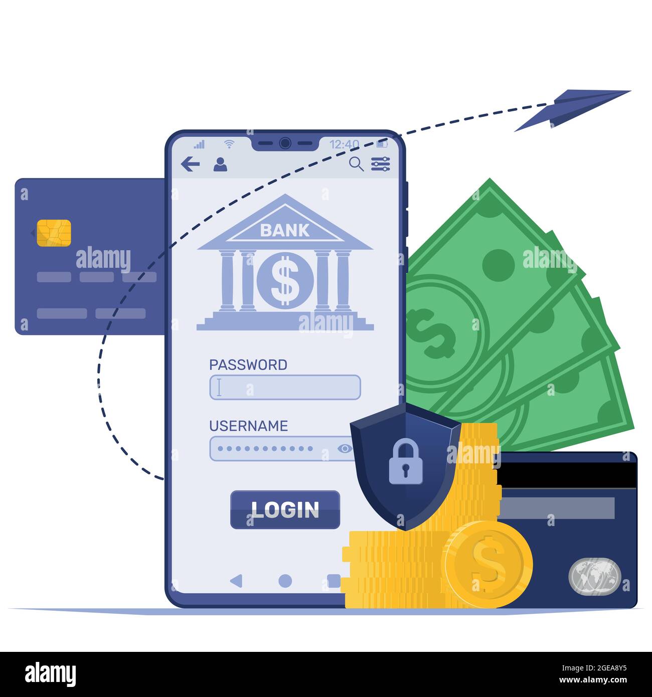 Mobile vector design with banking app, Fast and secure money transfer ...