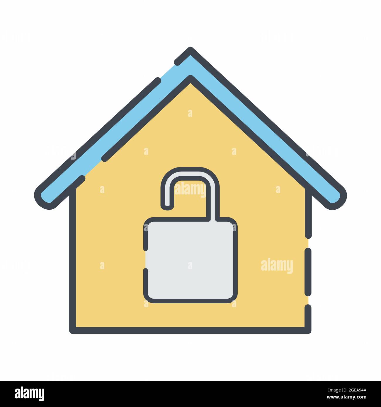 Vector Graphic of Unlocked House - Line Cut Style - simple illustration ...