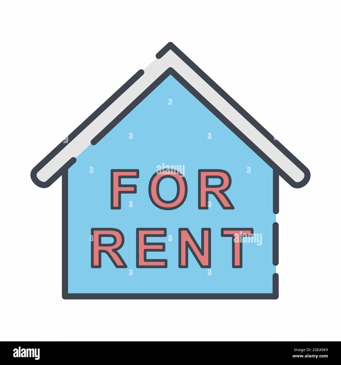 Vector Graphic of For Rent House - Line Cut Style - simple illustration ...