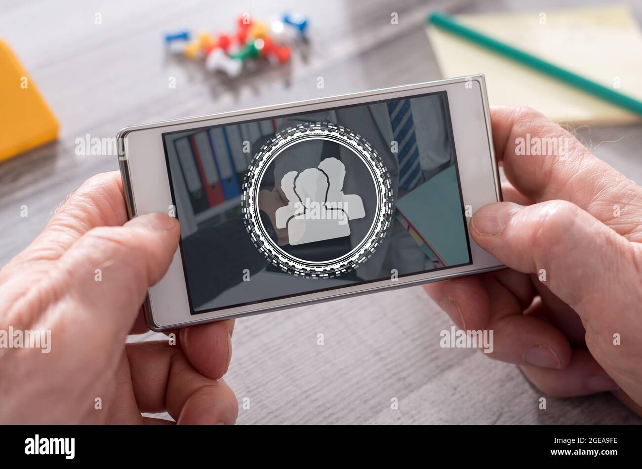 Partnership concept on mobile phone Stock Photo - Alamy