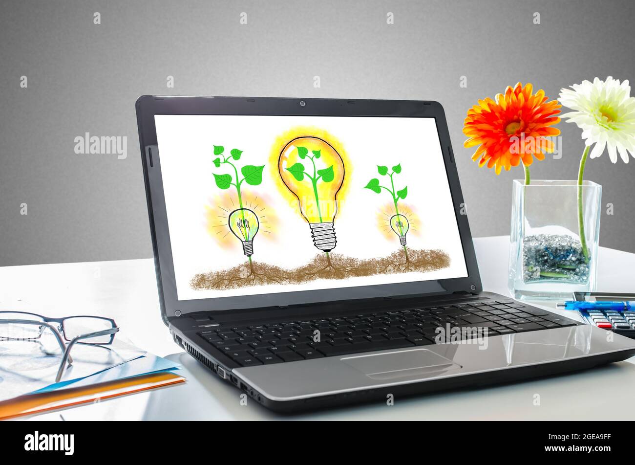 Laptop screen showing ideas concept Stock Photo - Alamy