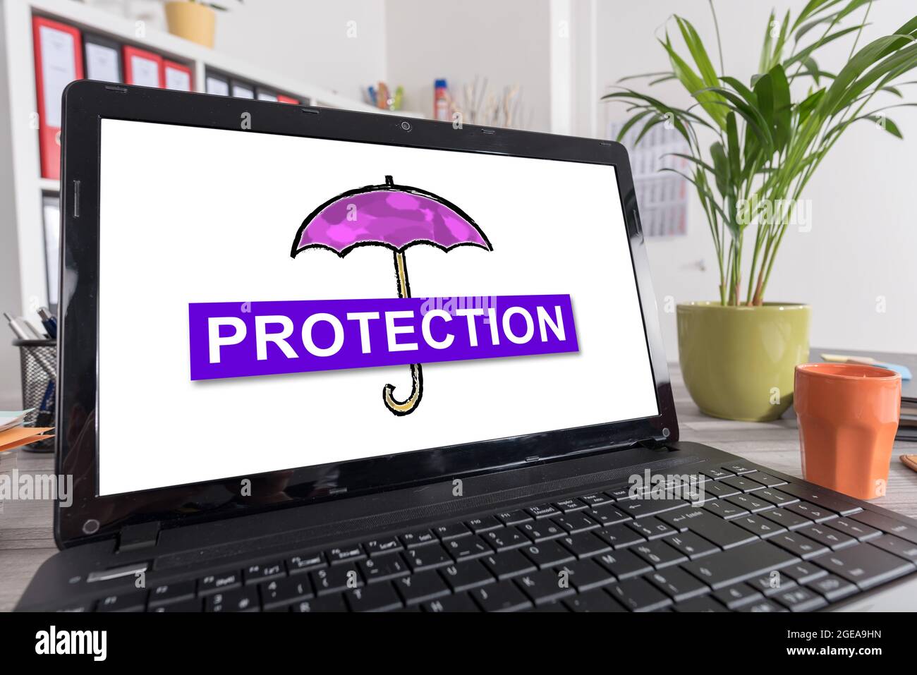 Laptop screen with protection concept Stock Photo - Alamy