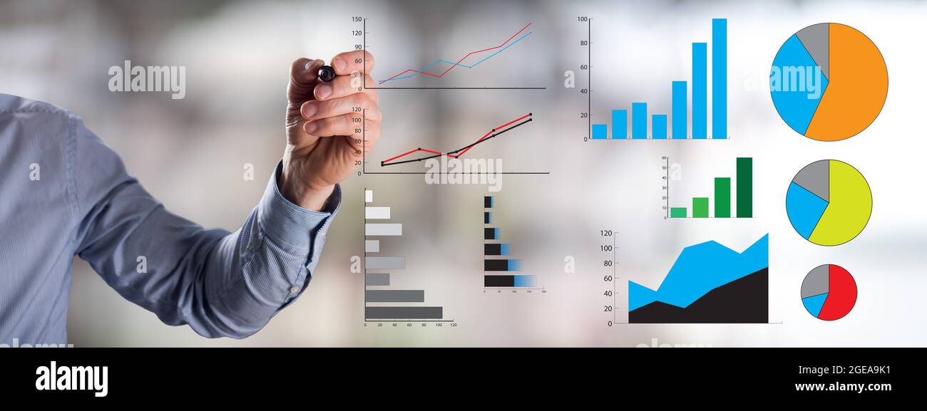 Man drawing a graphical analysis concept Stock Photo - Alamy