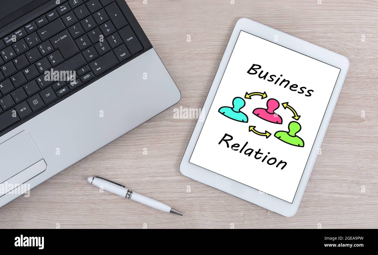Business relation concept shown on a digital tablet Stock Photo - Alamy