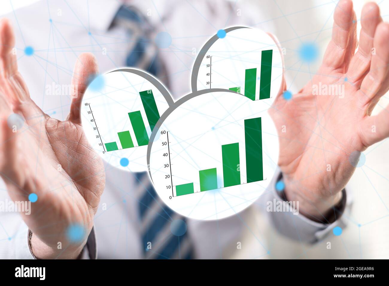 Business analysis concept between hands of a man in background Stock ...