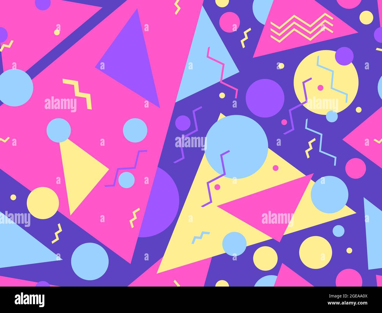 80s Patterns Triangles Seamless Pattern With Geometric Shapes In The