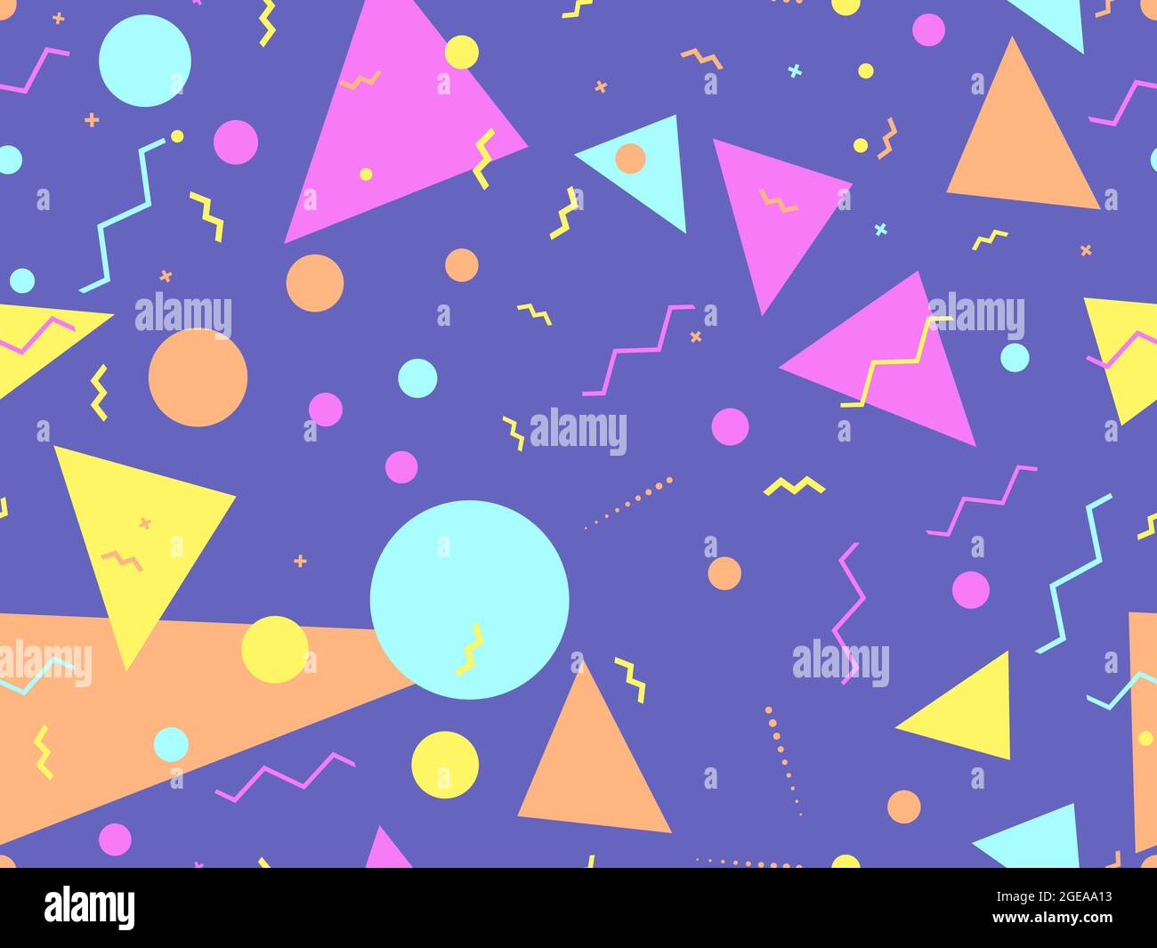 Geometric seamless pattern in 80s memphis style. Geometric shapes ...
