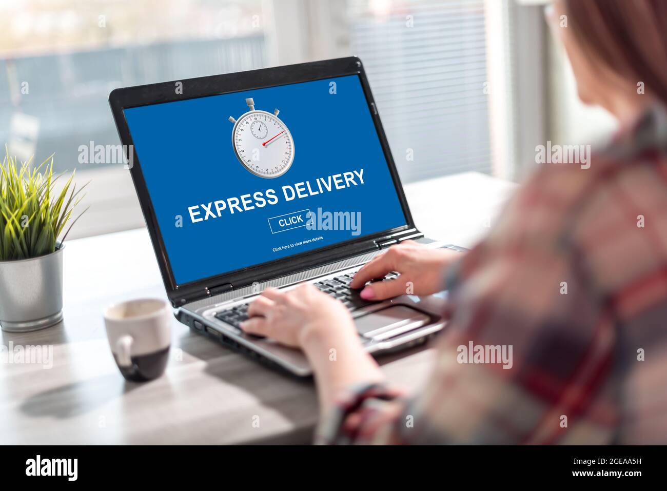 Laptop screen displaying an express delivery concept Stock Photo - Alamy