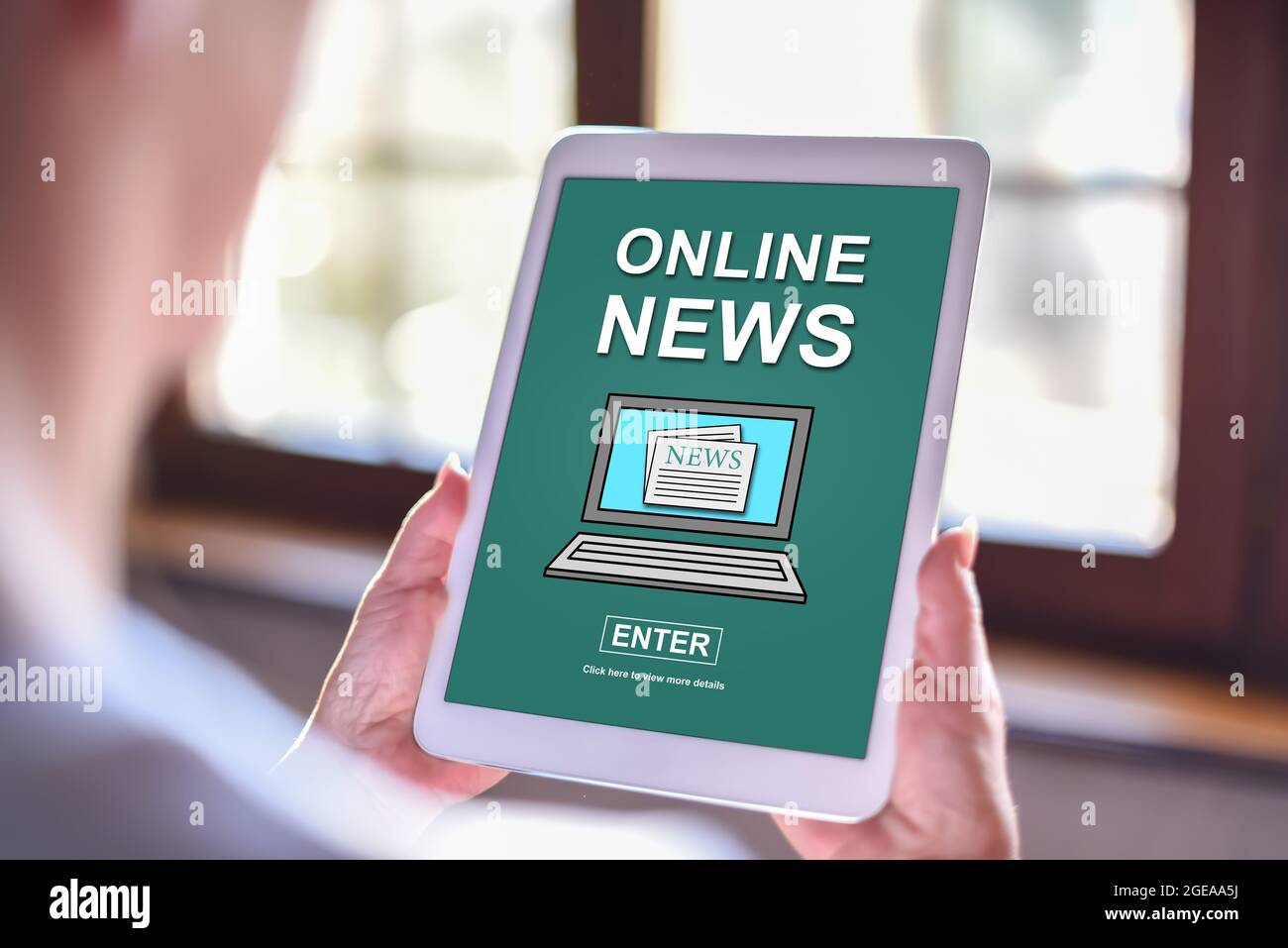 Tablet screen displaying an online news concept Stock Photo - Alamy