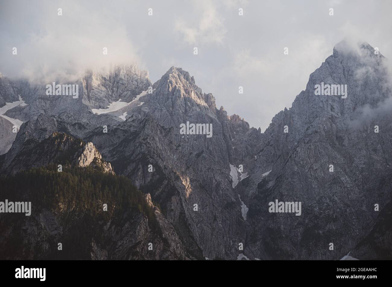 Mountain massif "Spik" of the Triglav national park in Slovenia Stock ...