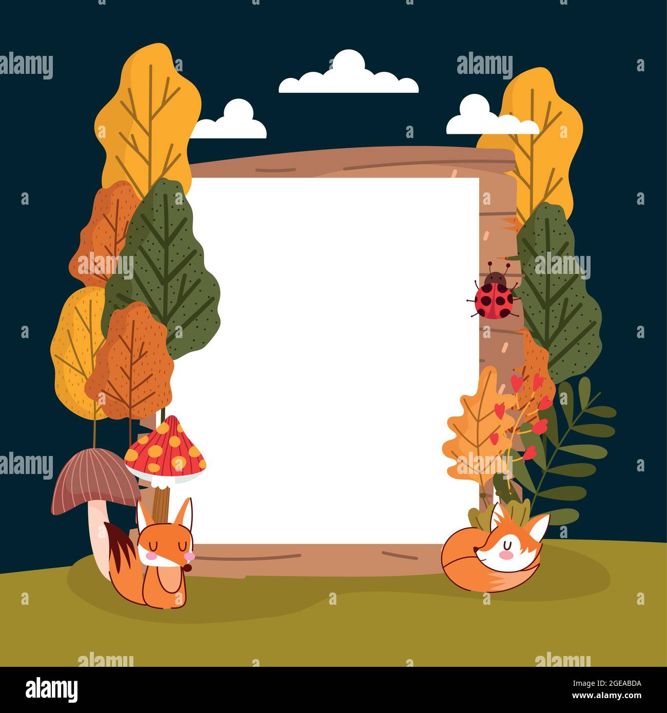 foxes mushroom forest Stock Vector Image & Art - Alamy