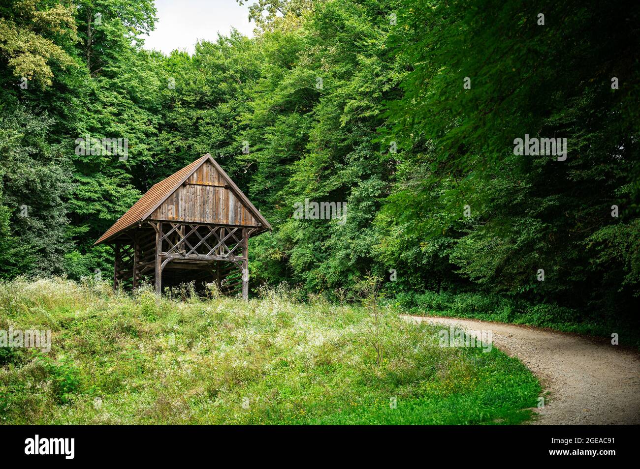 Traditional Slovenian barn house (hayloft) made of wood Stock Photo - Alamy