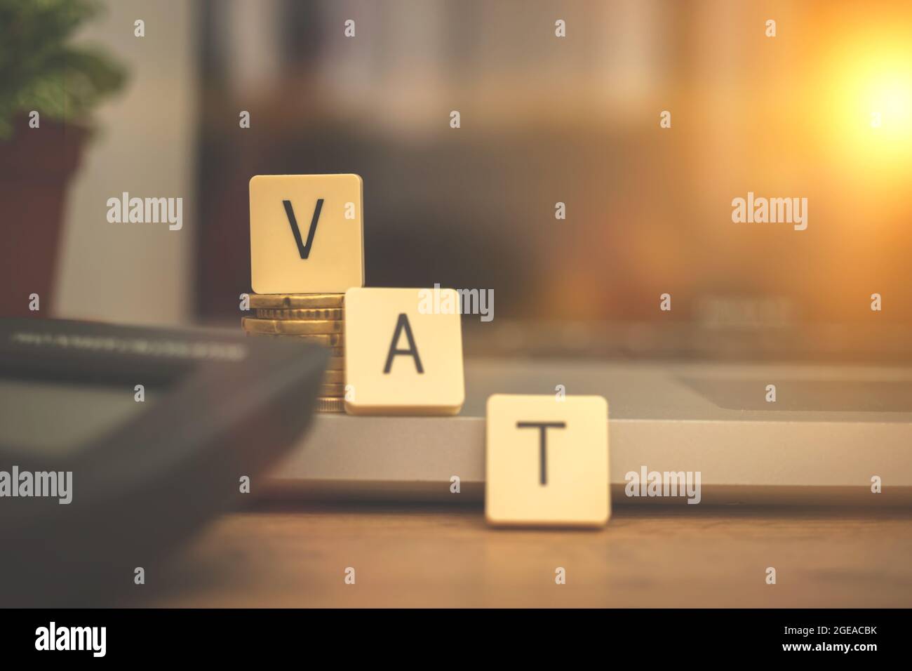VAT word, calculating the taxes in Europe union with calculator and ...