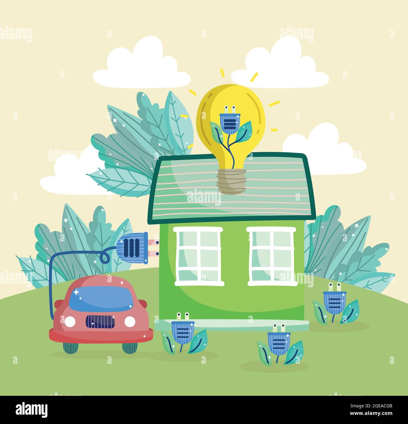 home and car green energy Stock Vector Image & Art - Alamy