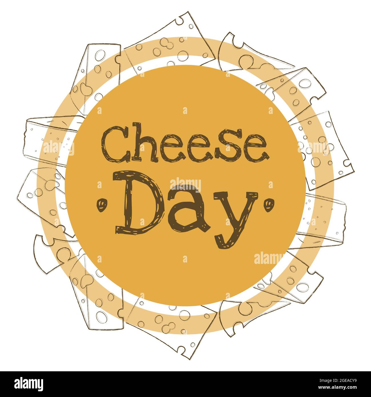 Modern design concept for cheese label. Round yellow sticker on food ...