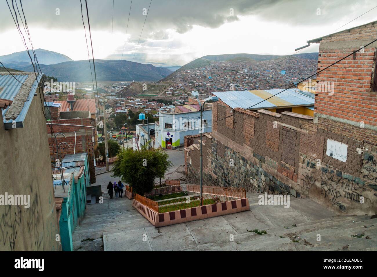 POTOSI, BOLIVIA - APRIL 18, 2015: Steep street in Potosi, Bolivia Stock ...