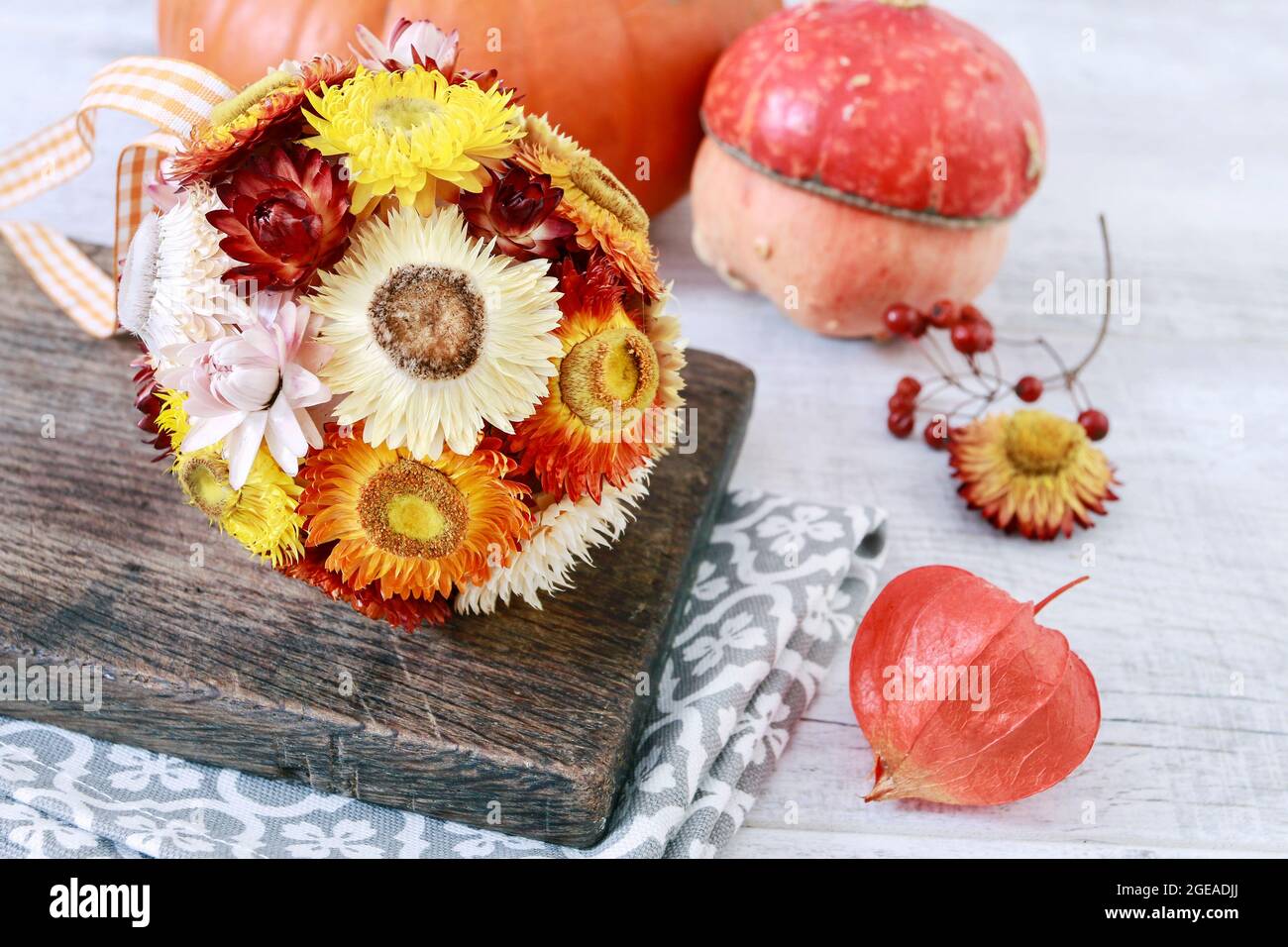 Decorative ball made of helichrysum bracteatum - everlasting flowers ...