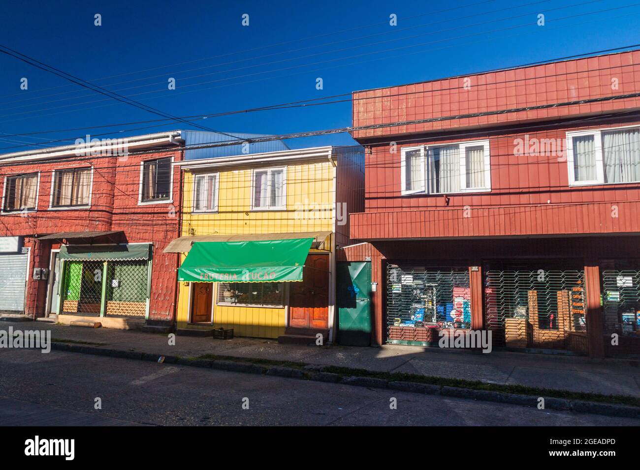 CASTRO, CHILE - MARCH 22, 2015: Street in Castro, Chiloe island, Chile ...