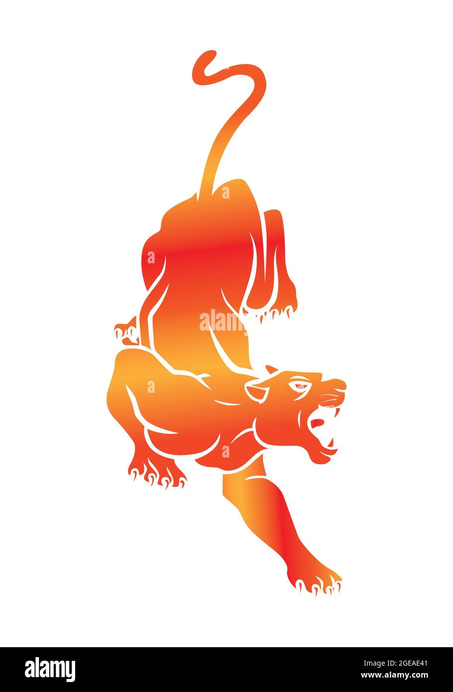 Angry attacking tiger vector isolated on white. Tiger, big cat or ...