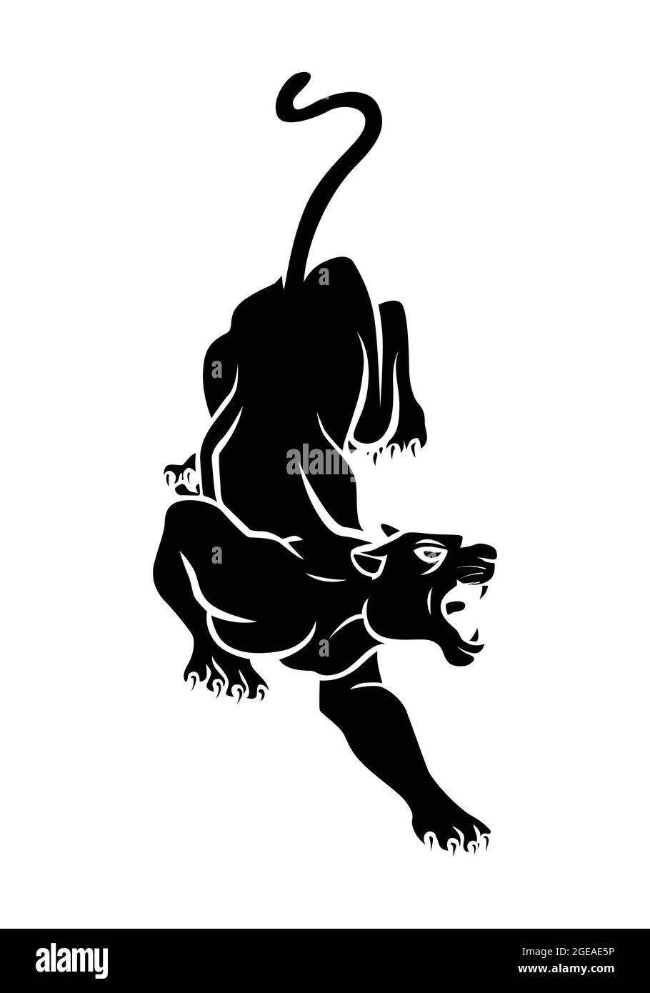 Angry attacking tiger vector isolated on white. Tiger, big cat or ...