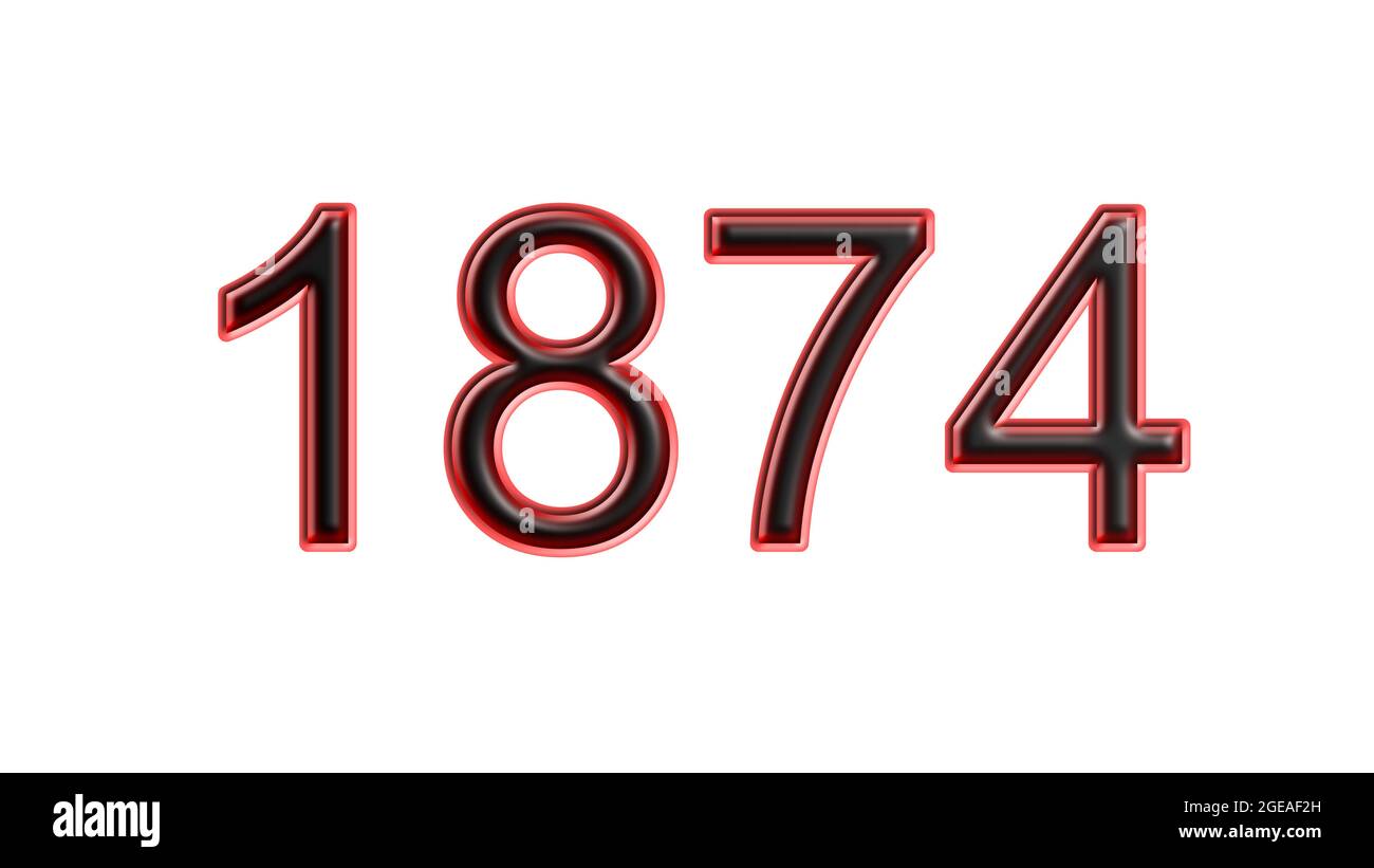 red 1874 number 3d effect white background Stock Photo - Alamy